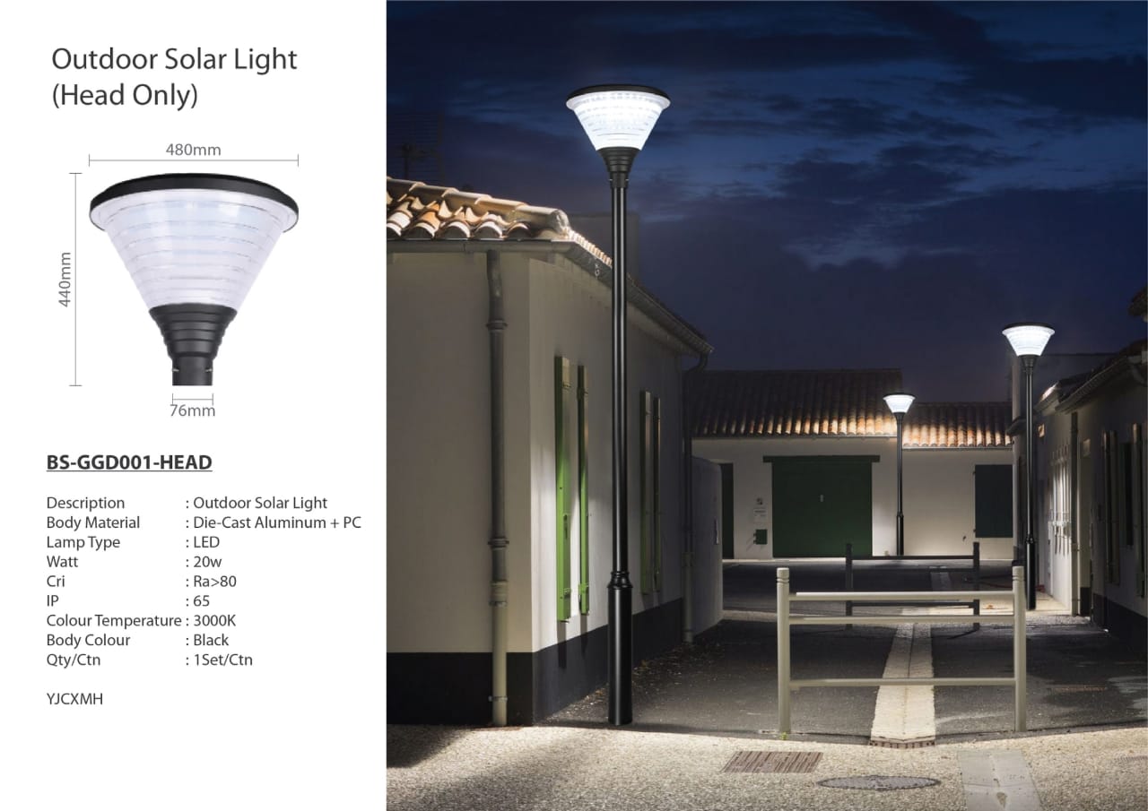 Solar Pole Light 20W (01) - Glow & Sparkle Sdn Bhd